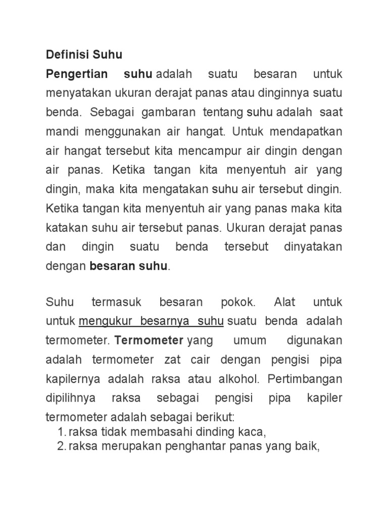 FISIKA 7.2 SUHU Dan PEMUAIAN PH2 Rangkuman + Latihan Soal | PDF