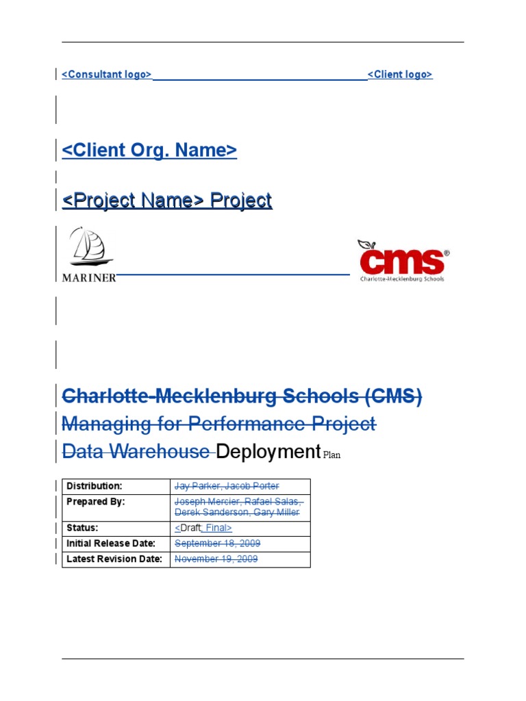 Project Deployment Plan Template | PDF | Share Point | Databases