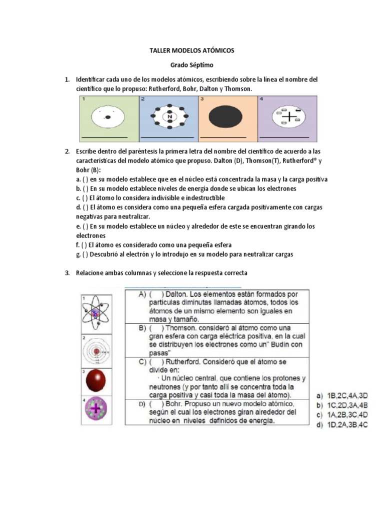 Taller Modelos Atómicos | PDF