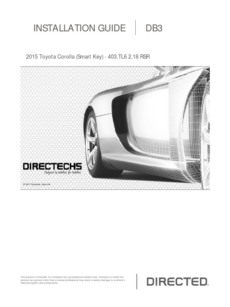 Installation Guide DB3: 2015 Toyota Corolla (Smart Key) - 403.TL6 2.18 ...
