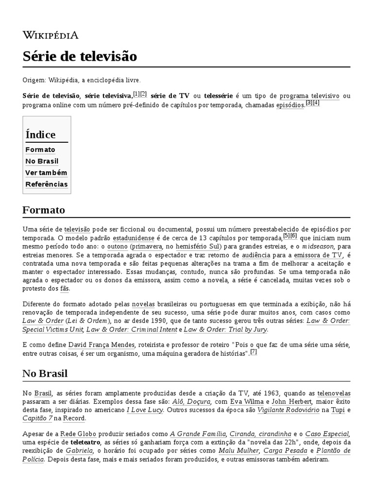 História e formato de séries de TV | PDF | Programas de televisão | Televisão