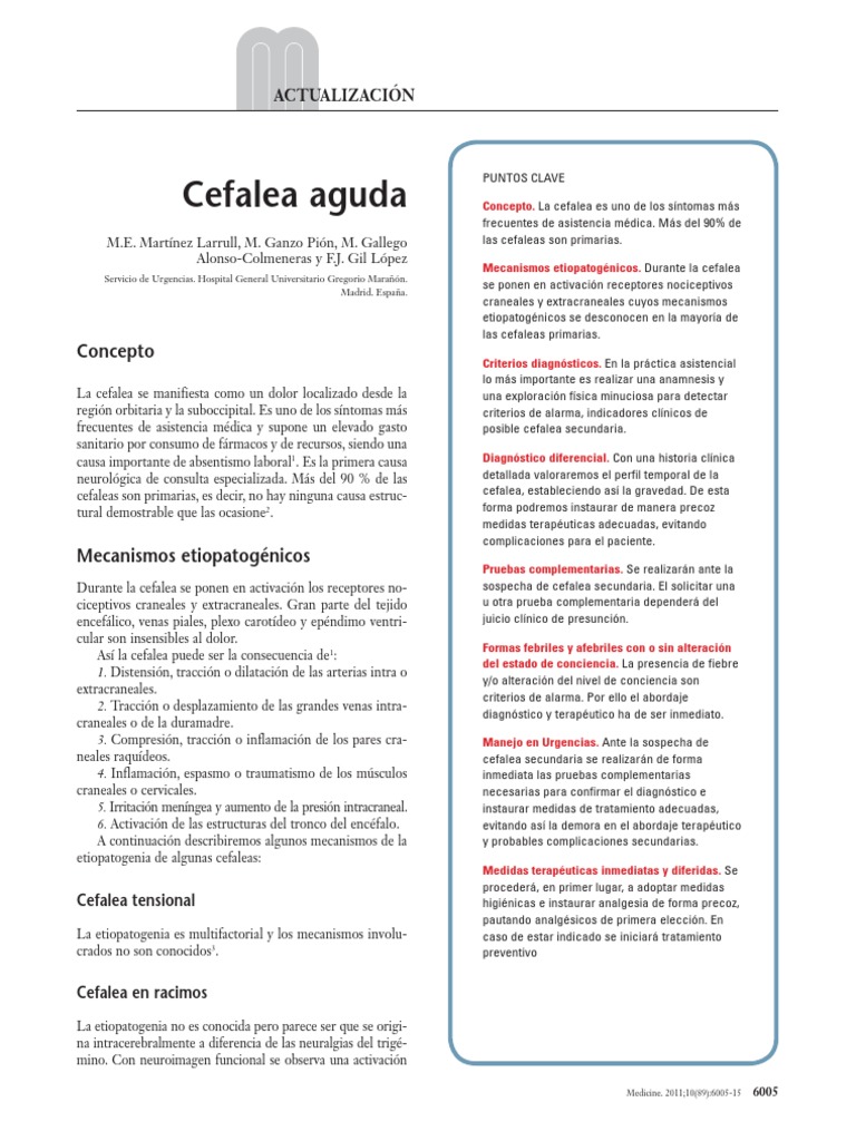 Cefalea Aguda | PDF | Migraña | Dolor de cabeza