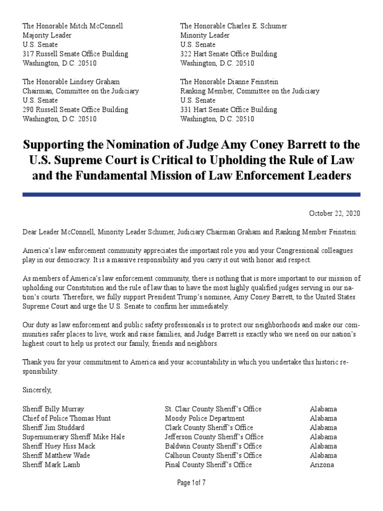 251 Law Enforcement Leaders Support Supreme Court Nomination | PDF ...