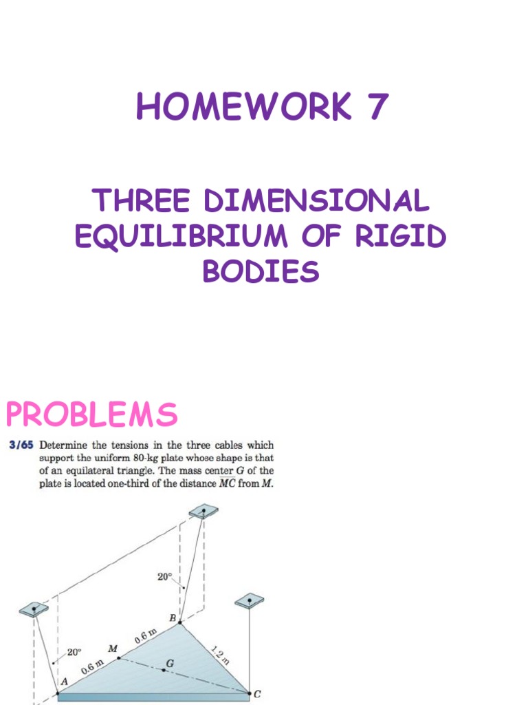 B18 Statics - Homework 7 3D Equilibrium Rigid Bodies | PDF | Teaching ...