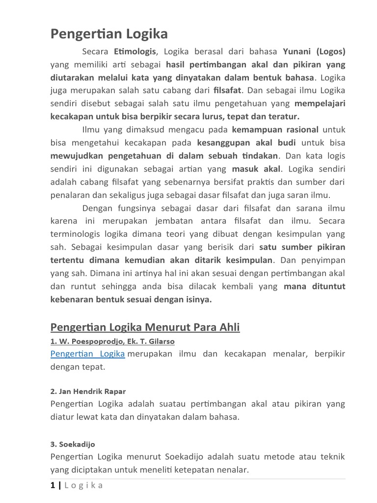Pengertian Logika | PDF