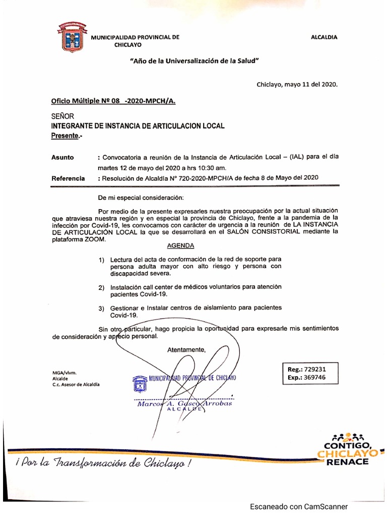 Oficio Múltiple 08-2020-MPCH-A Articulacion Local | PDF Oficio Múltiple 08-2020-MPCH-A Articulacion Local | PDF