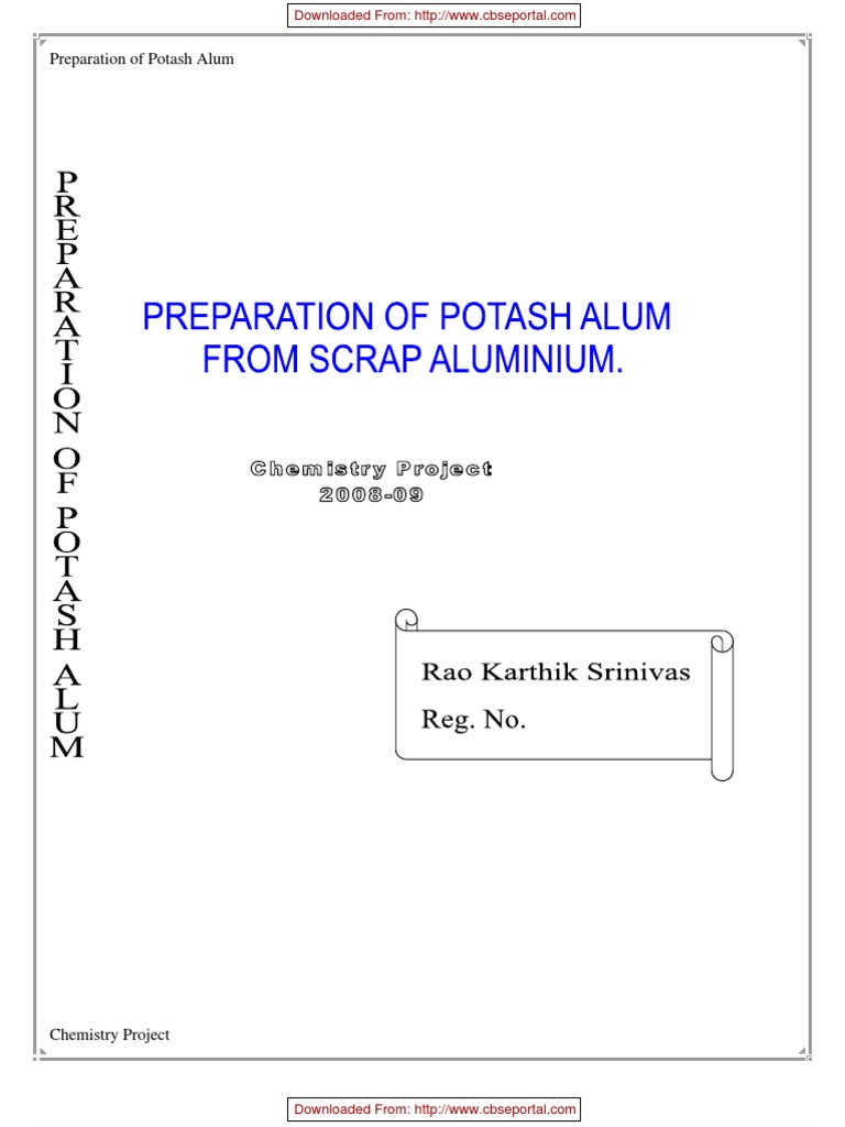 Chemistry Project: Potash Alum | PDF | Aluminium | Metallic Elements