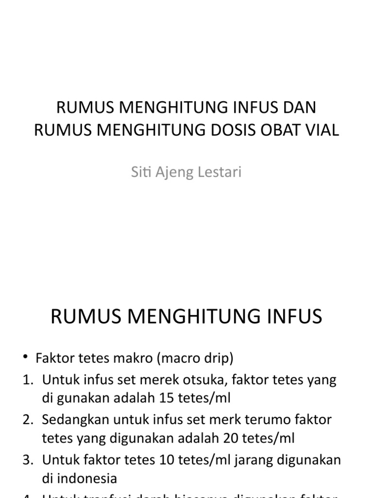 Rumus Menghitung Infus Dan Rumus Menghitung Dosis Obat | PDF