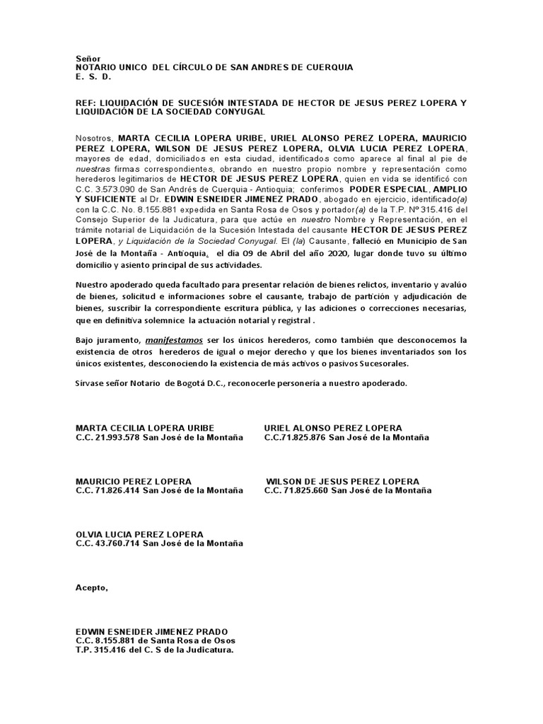 Poder para Sucesion en Notaria | PDF | Instituciones sociales | Ciencias sociales