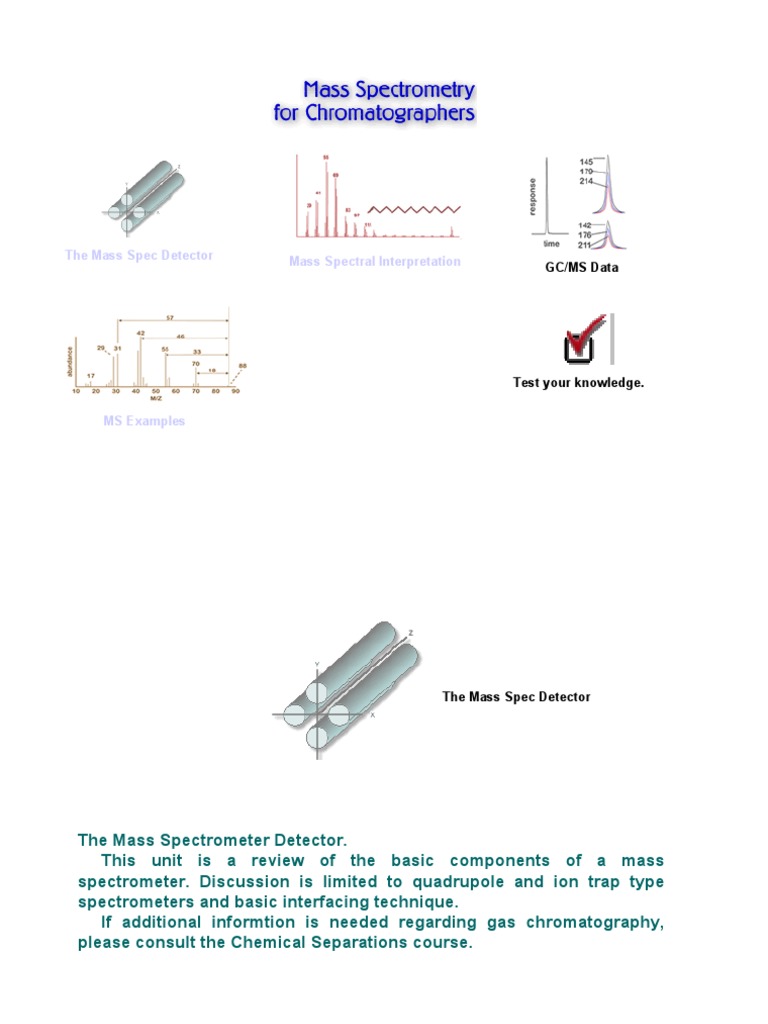 1 Mass Spectroscopy For Chromatographers The Mass Spectro | PDF