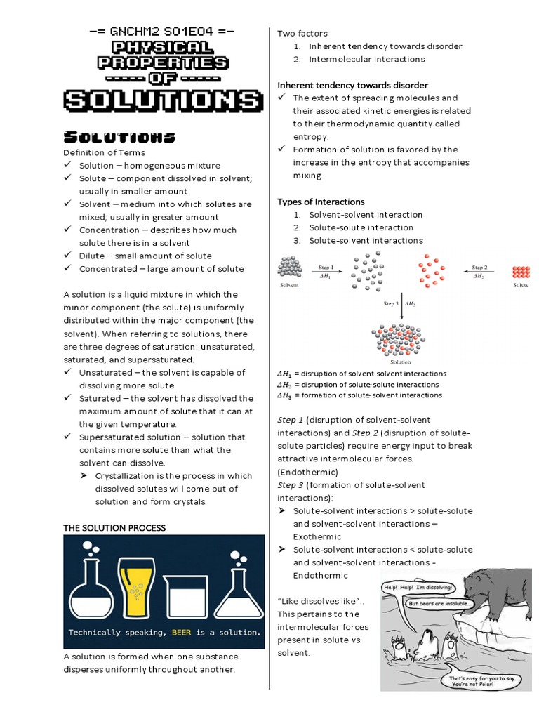 Solutions: Physical Properties - OF | PDF | Solution | Solubility