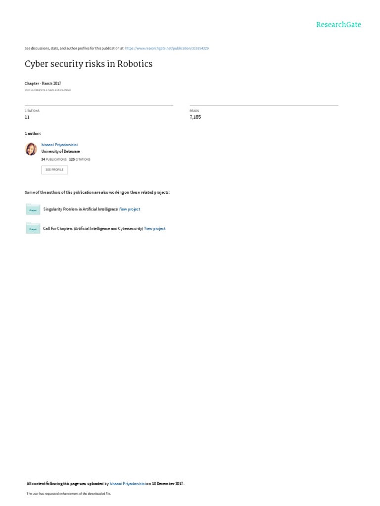 Cybersecurity Risks in Robotics | PDF | Robotics | Computer Security