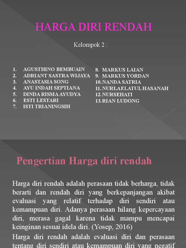 Harga Diri Rendah-1 | PDF | Pengembangan Diri