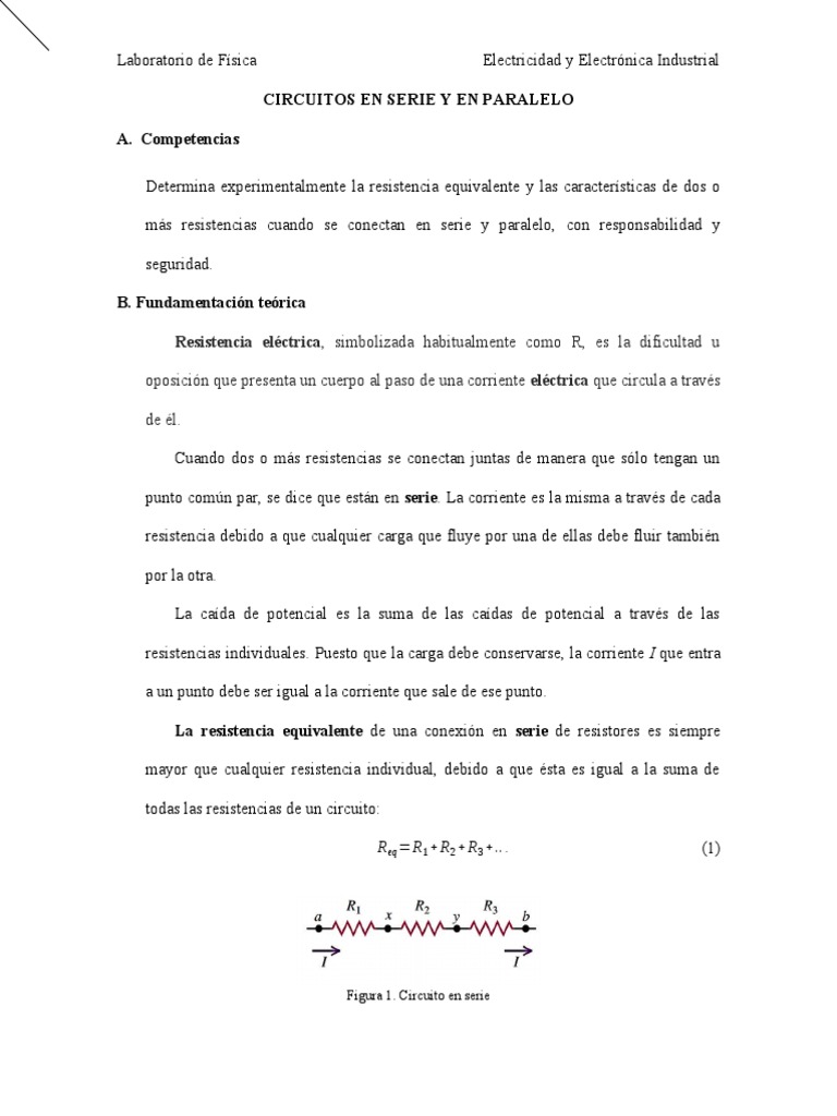 Guía Práctica - Circuitos en Serie y Paralelo | PDF | Resistencia ...