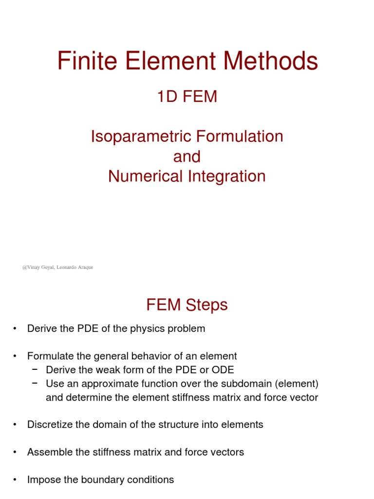 1D FEM Bars Isoparametric Formulation PDF | PDF | Ordinary Differential Equation | Finite ...
