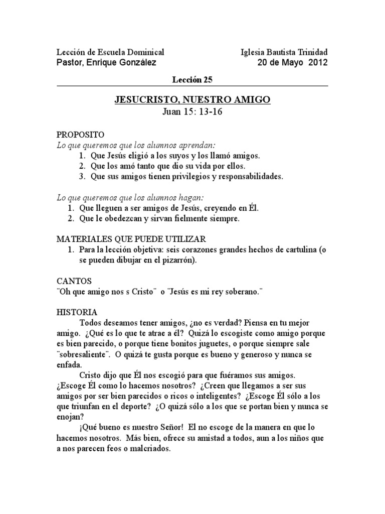 Leccion 25 JESUCRISTO, NUESTRO AMIGO | PDF | eucaristía | Jesús