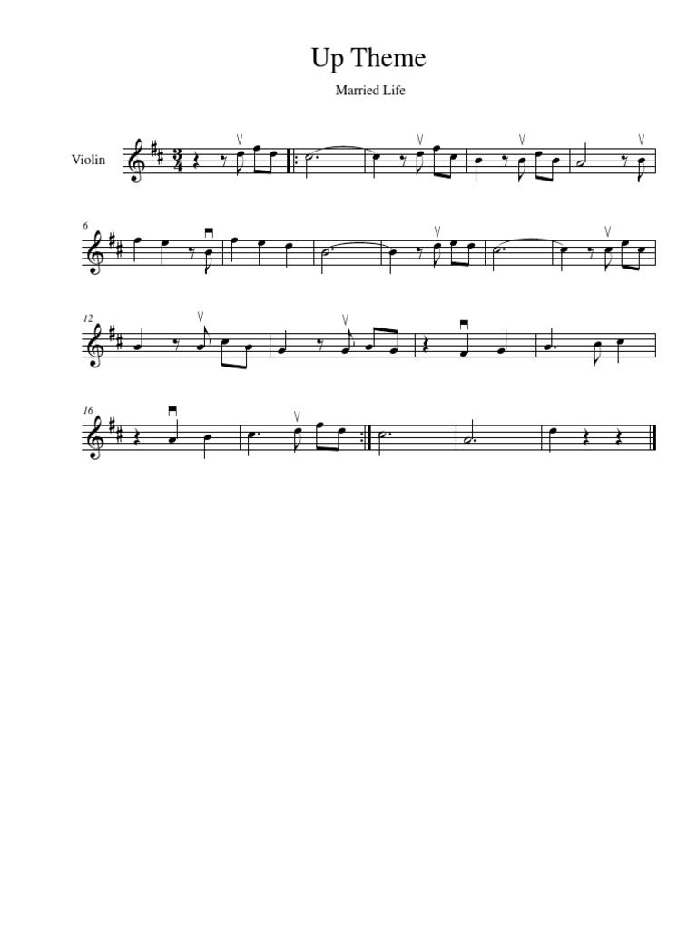 Up Theme (Violin en Re Mayor) | PDF