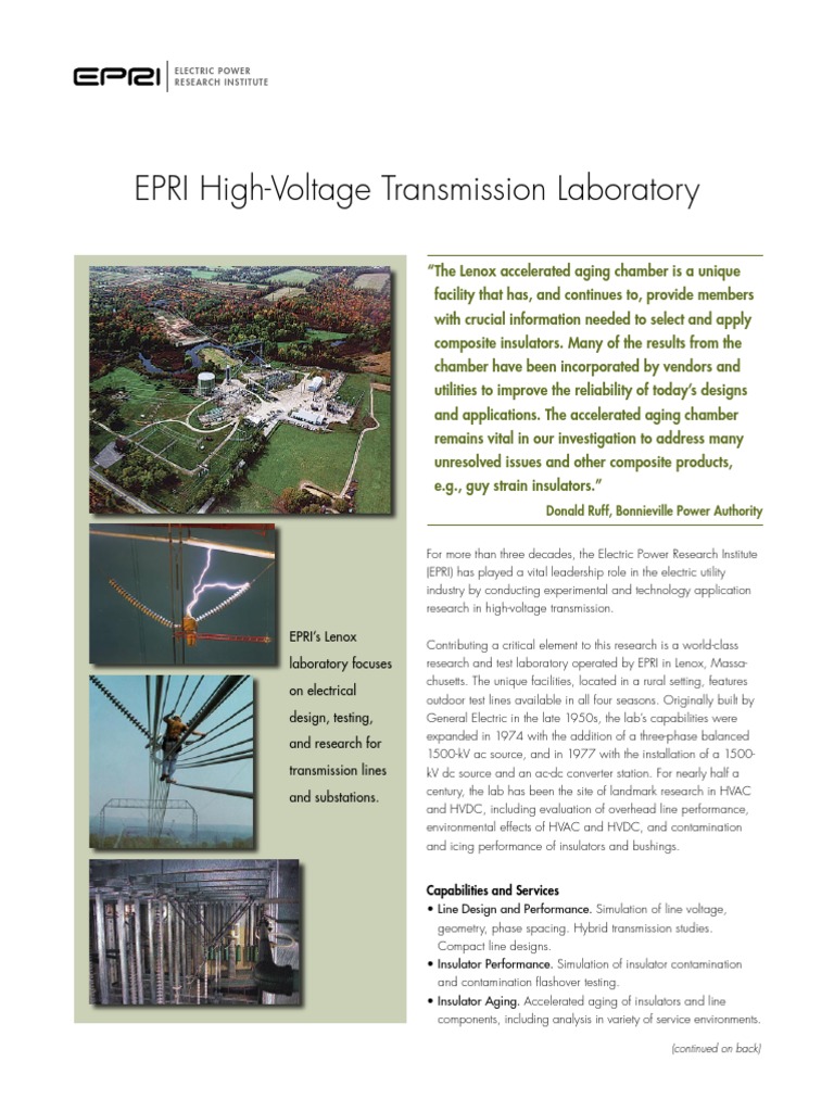 EPRI High Voltage Laboratory | Download Free PDF | High Voltage Direct ...