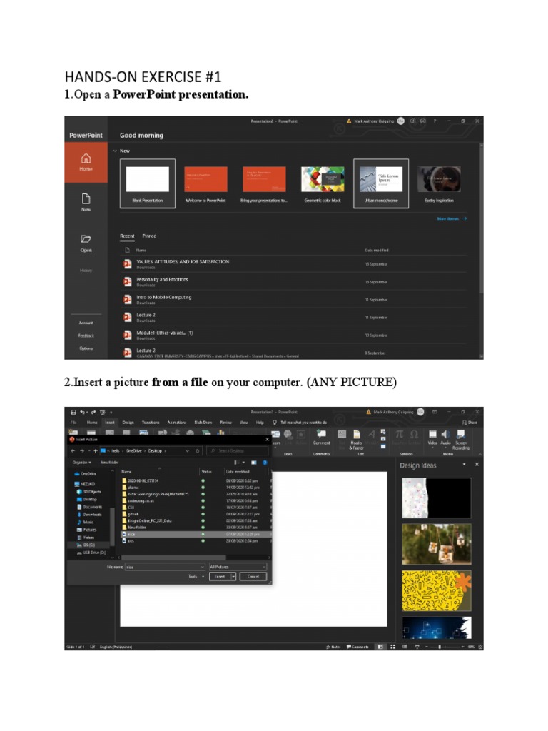 Hands-On Exercise #1: 1.open A Powerpoint Presentation | PDF