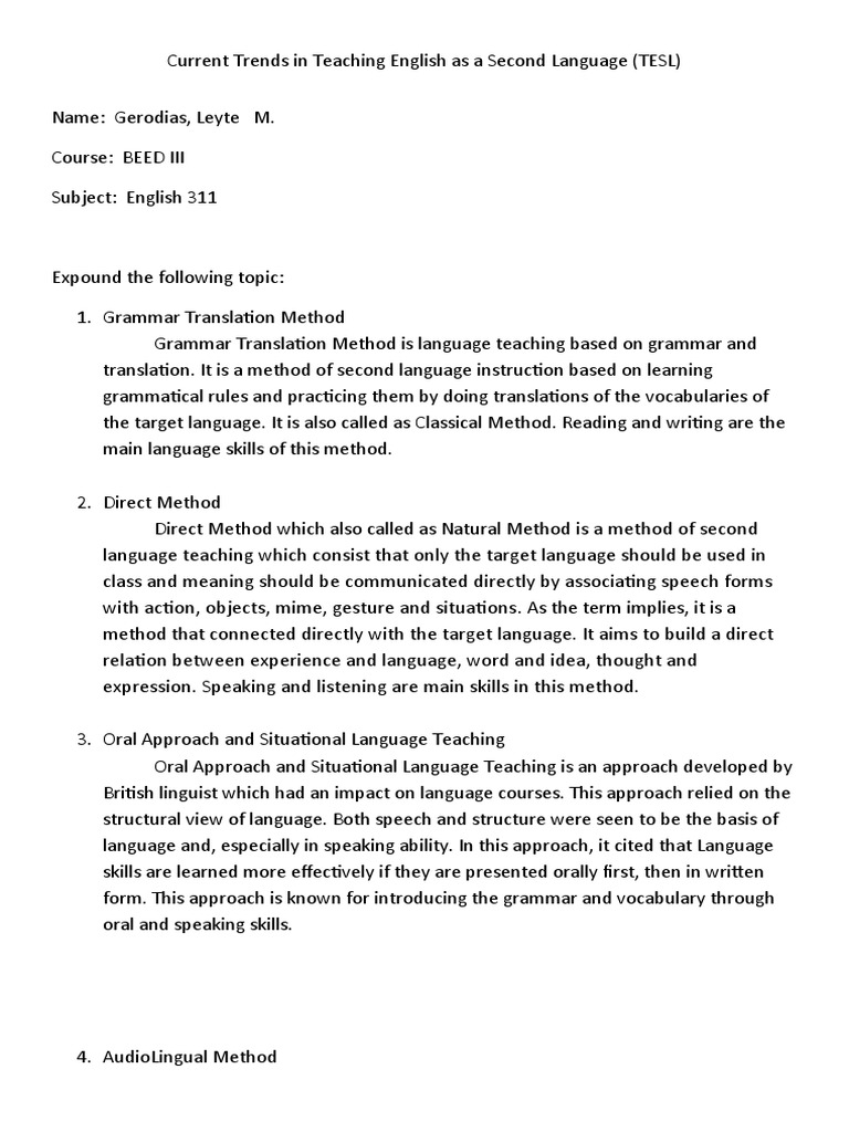 Current Trends in Teaching English | PDF | Language Education | Speech