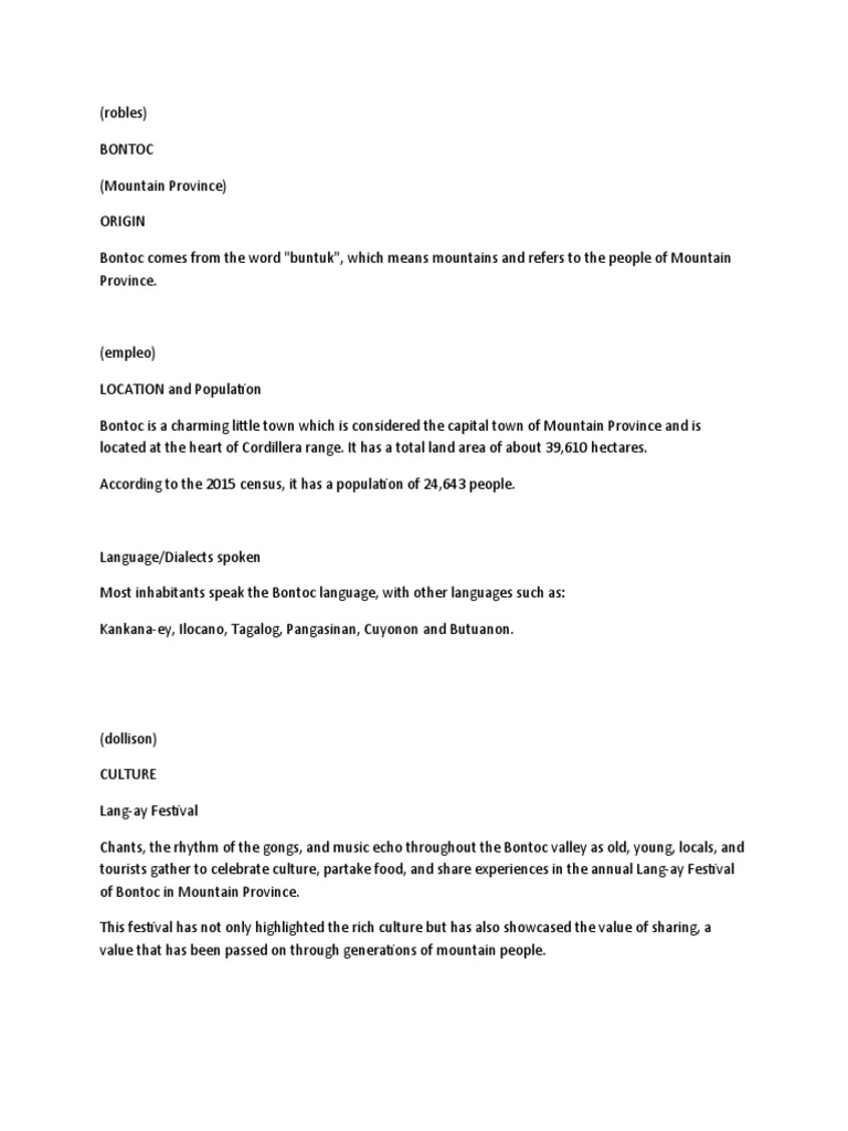 BONTOC | PDF | Food And Drink | Foods