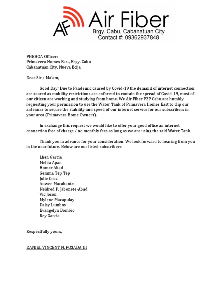 Water Tank Request | PDF