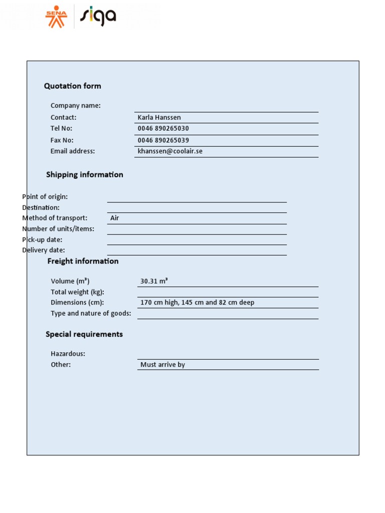 Quotation Form | PDF
