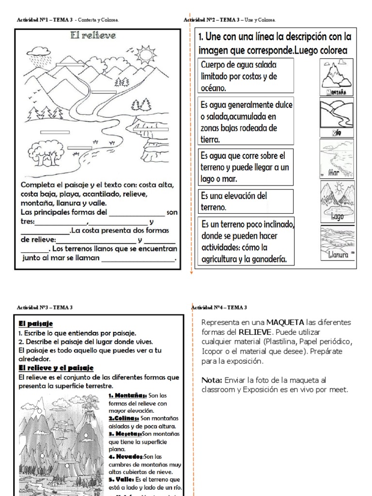 Actividades De Relieve UNIDAD 2. EL RELIEVE CIENCIAS SOCIALES CON