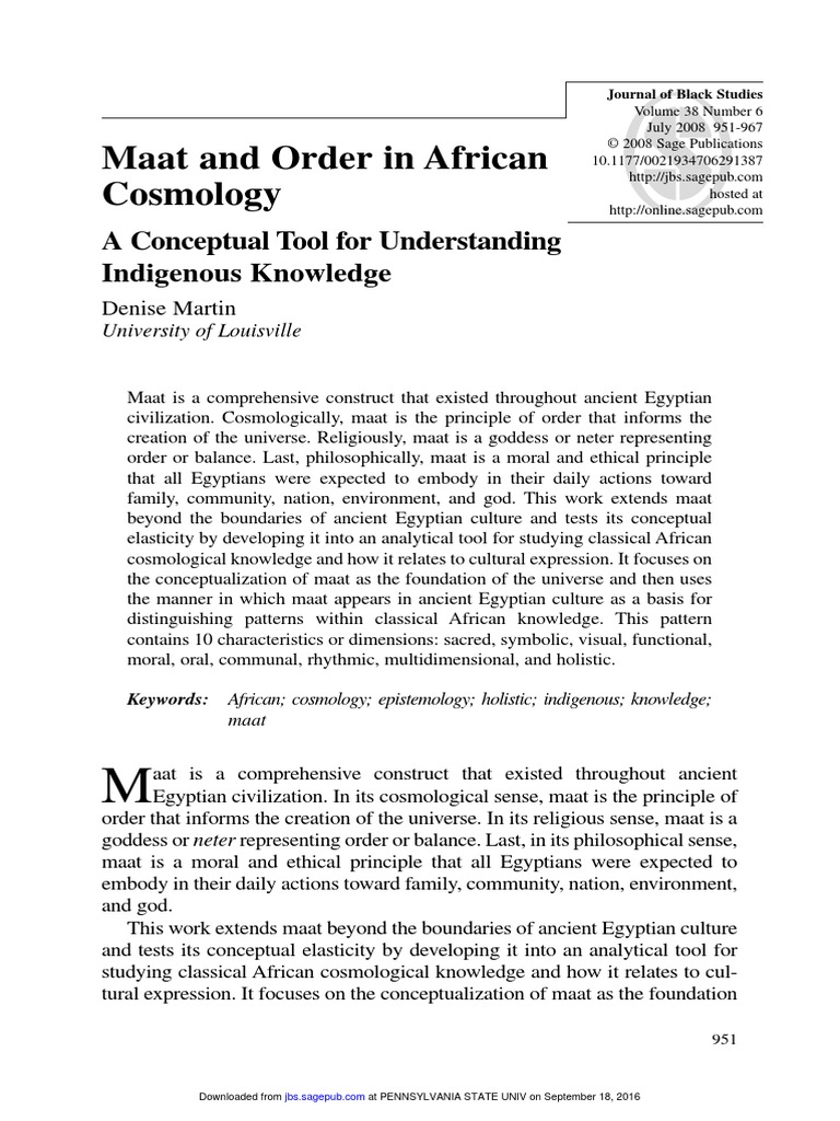 Maat and Order in African Cosmology PDF | PDF | Idea | Egyptian Hieroglyphs