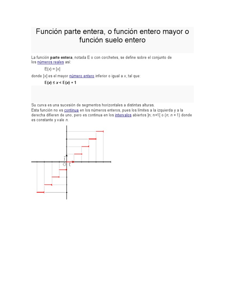 Función Parte Entera - M | PDF