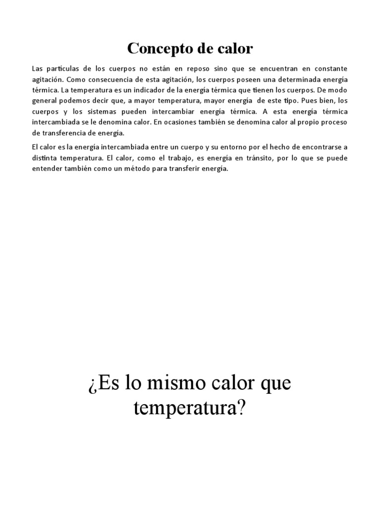 Concepto de Calor | PDF