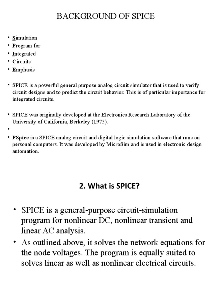2nd Year Pspice | PDF | Spice | Electrical Network