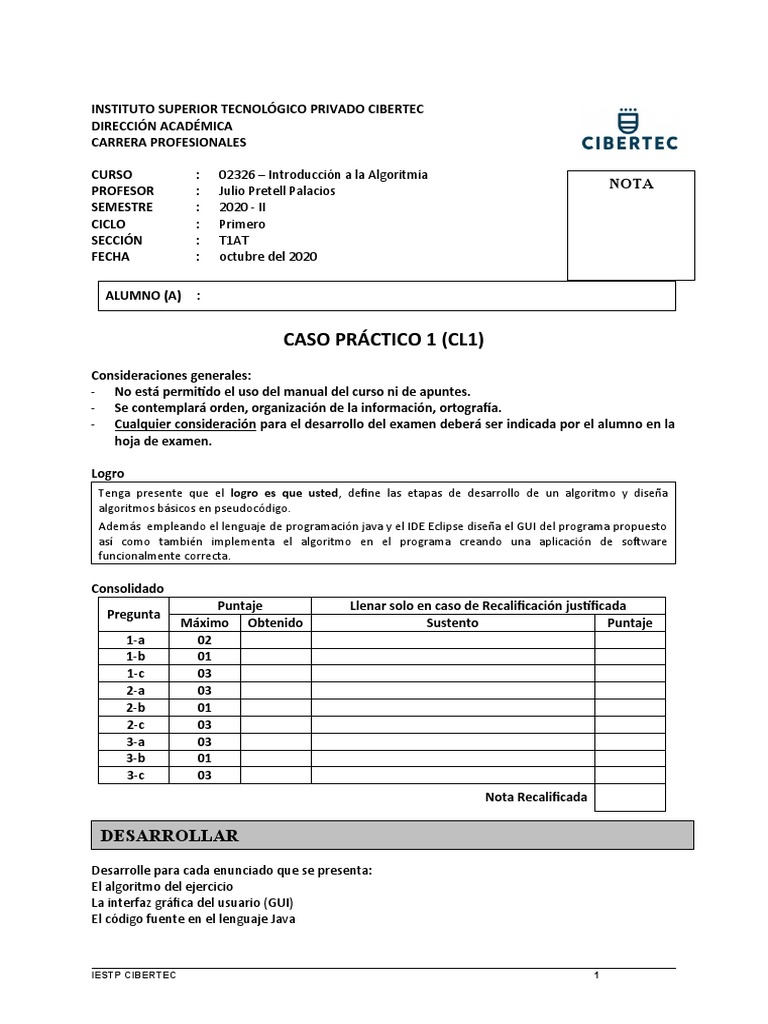 Caso Práctico 1 (CL1) | PDF | Algoritmos | Interfaces gráficas de usuario