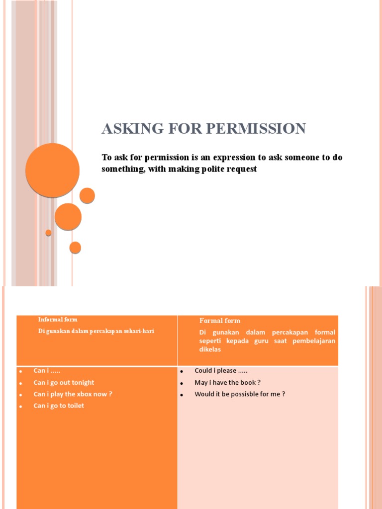 Asking For Permission: To Ask For Permission Is An Expression To Ask ...