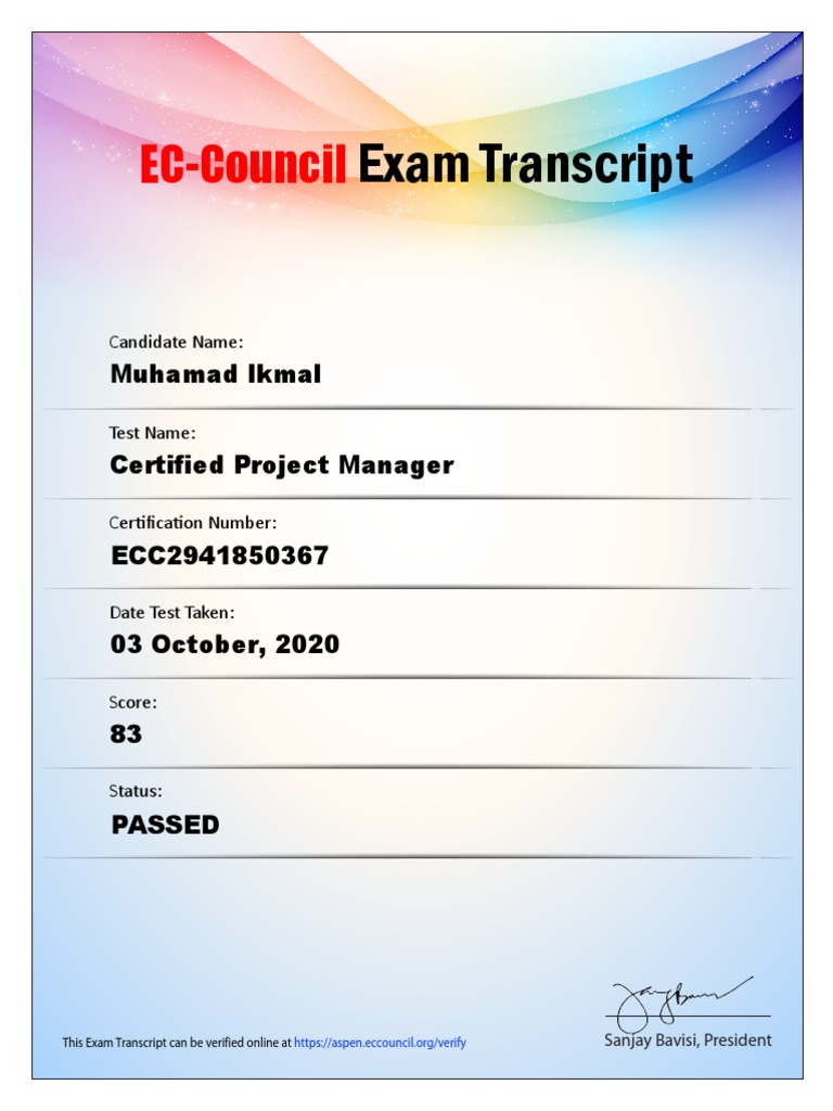 EC-Council Exam Transcript Verification | PDF