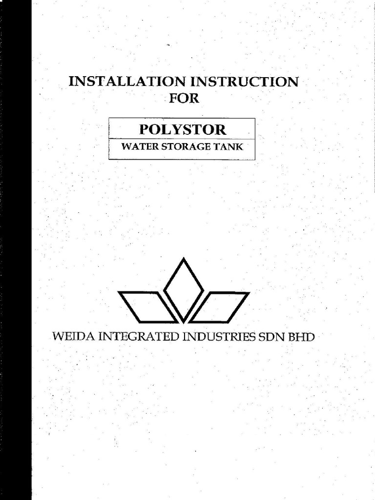 PolyStor Water Storage Tank Installation Instruction | PDF