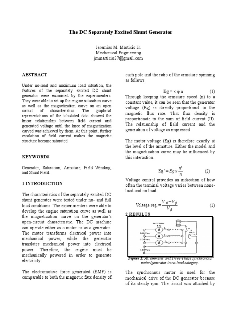 Lab Report 1 DC Generators PDF | PDF | Electric Generator | Electric Motor