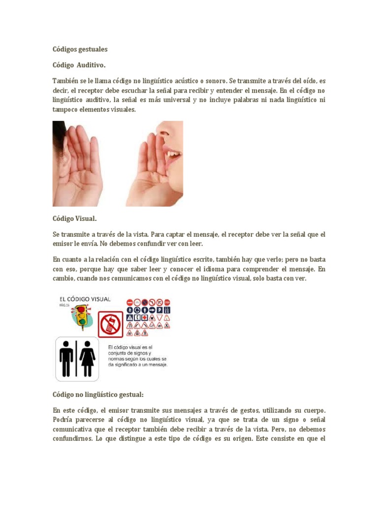 Códigos Gestuales | PDF | Escritura | Comunicación