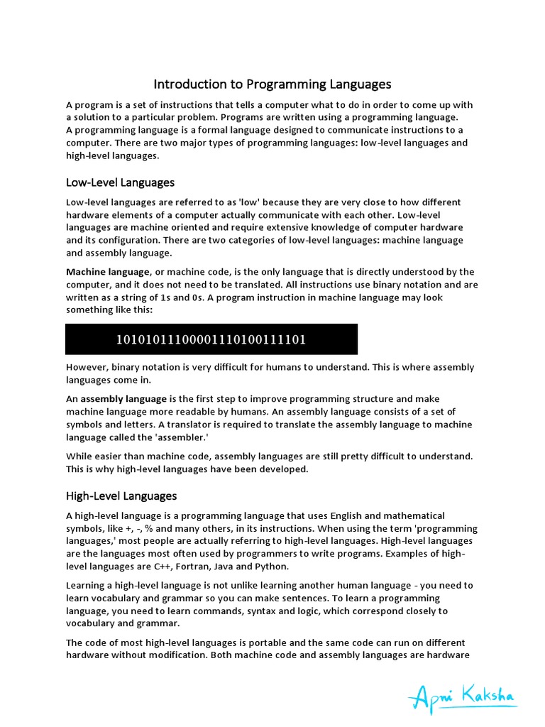 Introduction To Programming Languages | PDF | Computer Program ...