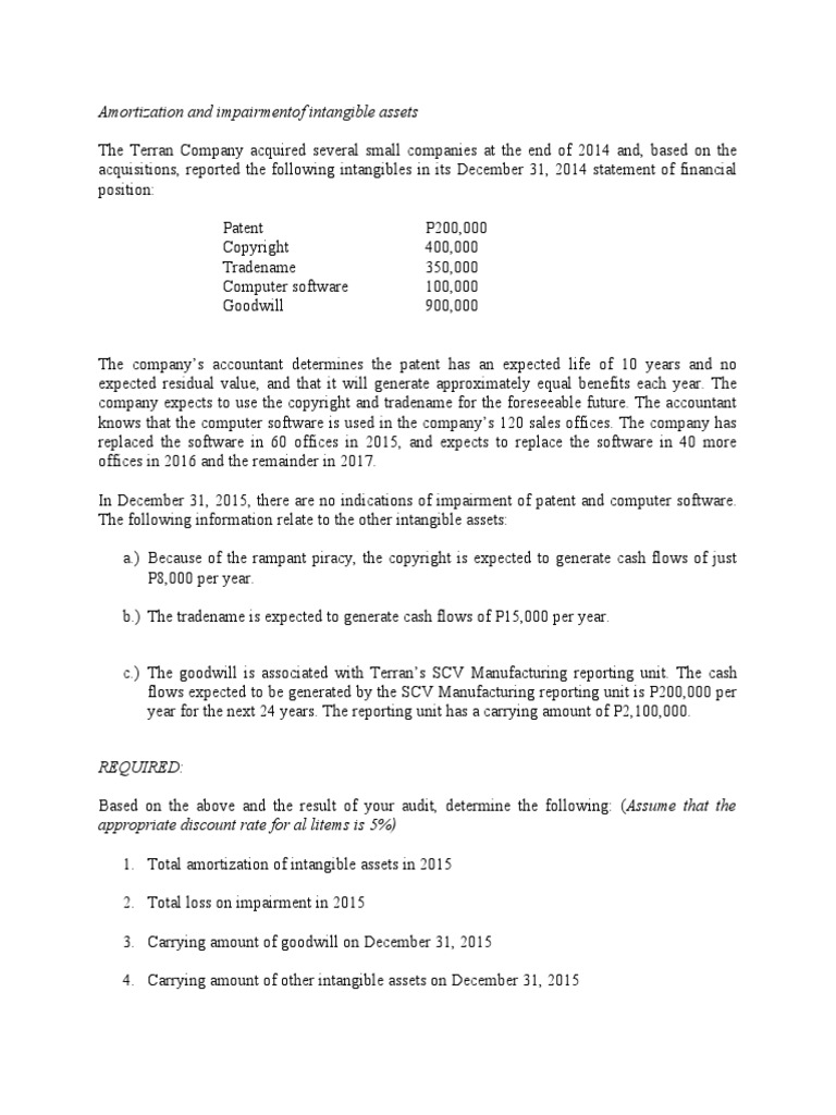 Amortization and Impairmentof Intangible Assets | PDF | Goodwill ...