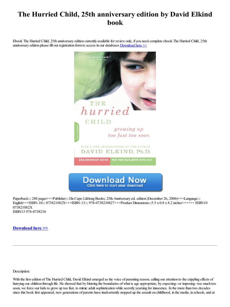 The Hurried Child 25th Anniversary Edition PDF | PDF | Childhood
