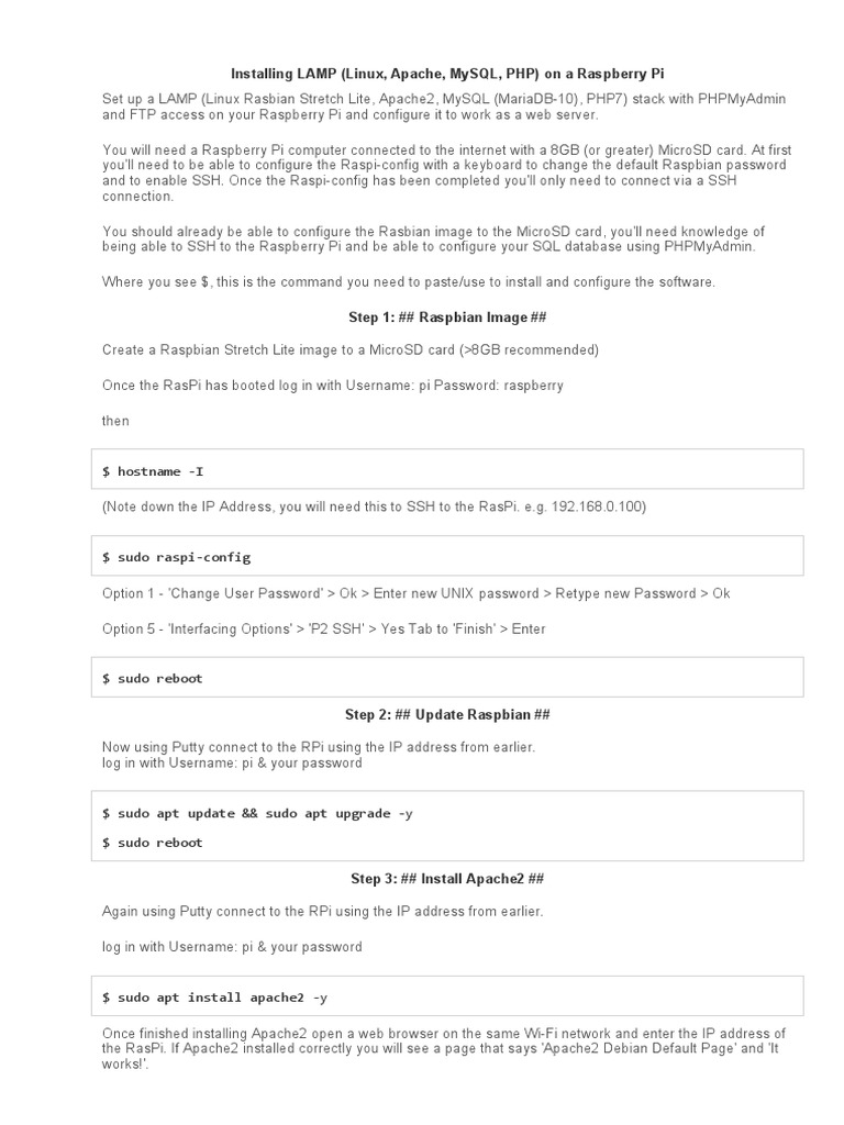 Installing Lamp Linux Apache Mysql Php On A Raspberry Pi Pdf Sudo Superuser