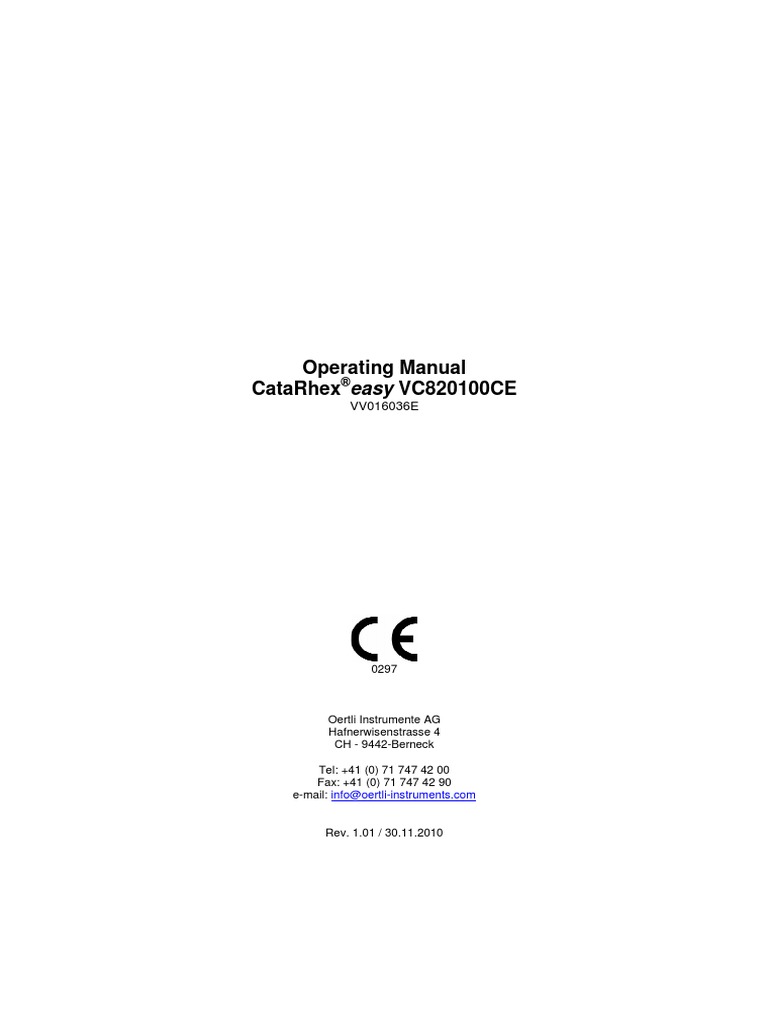 VV016036E User Manual CataRhex Easy VC820100CE | PDF | Mains Electricity | Electrical Connector