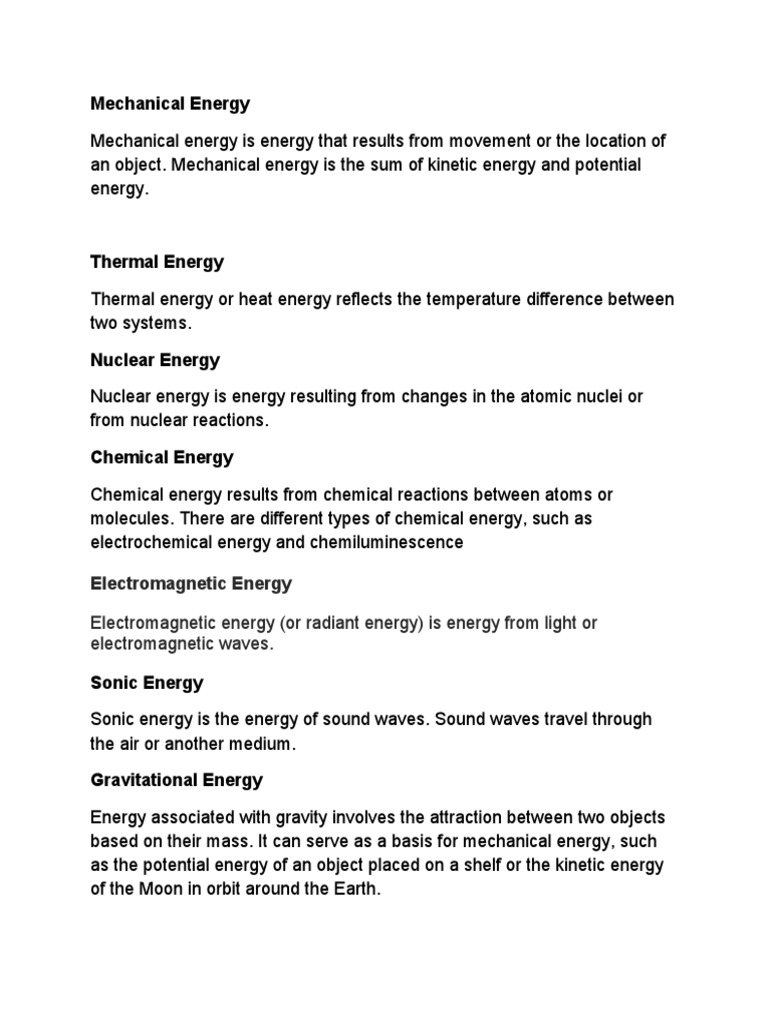 Types of Energy Explained | PDF
