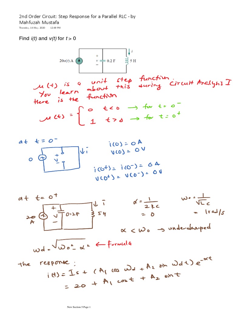 2nd Order Circuit Step Response For A Parallel RLC Part 2 Offline | PDF