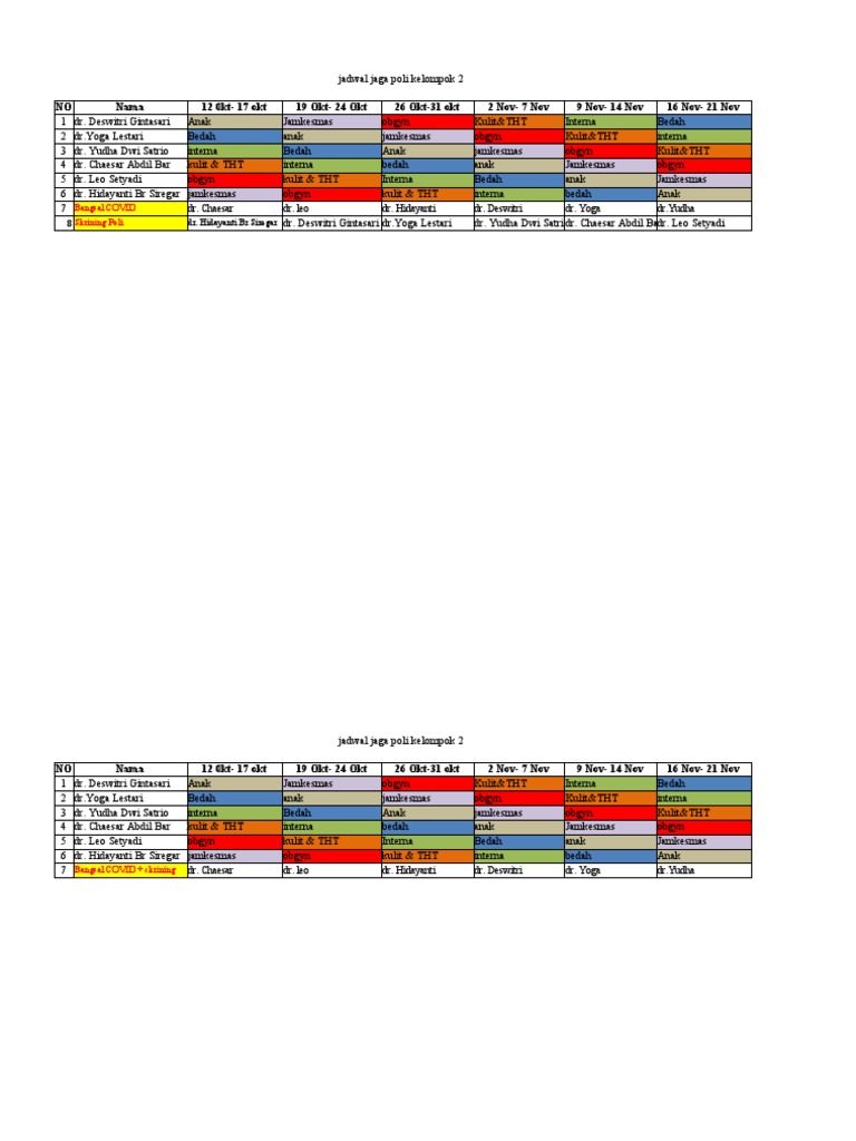 Jadwal Jaga Poli 2 | PDF