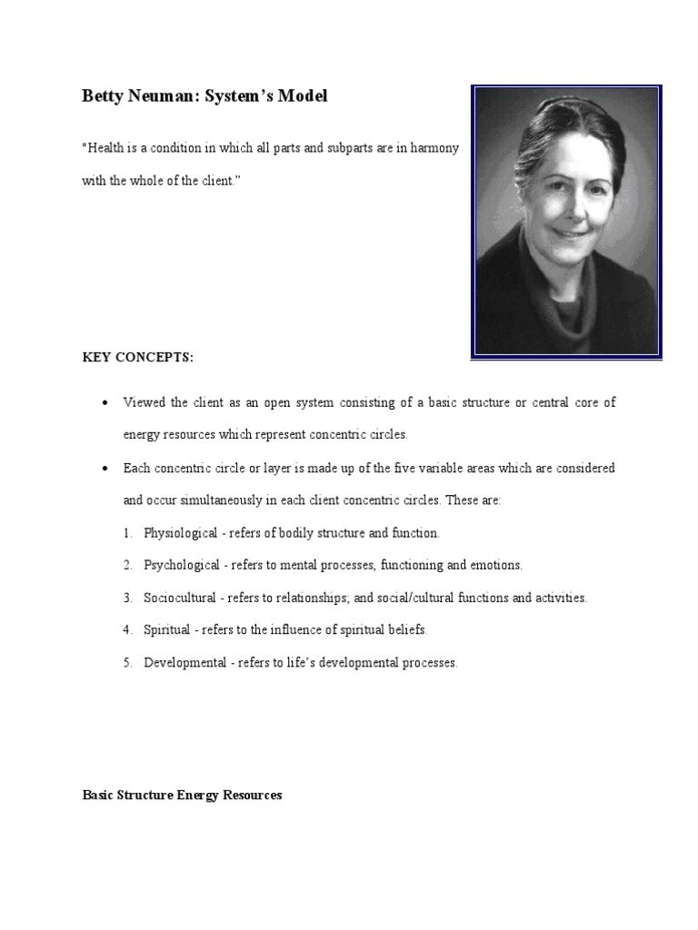 Betty Neuman: System's Model: Key Concepts | PDF | Stress (Biology ...