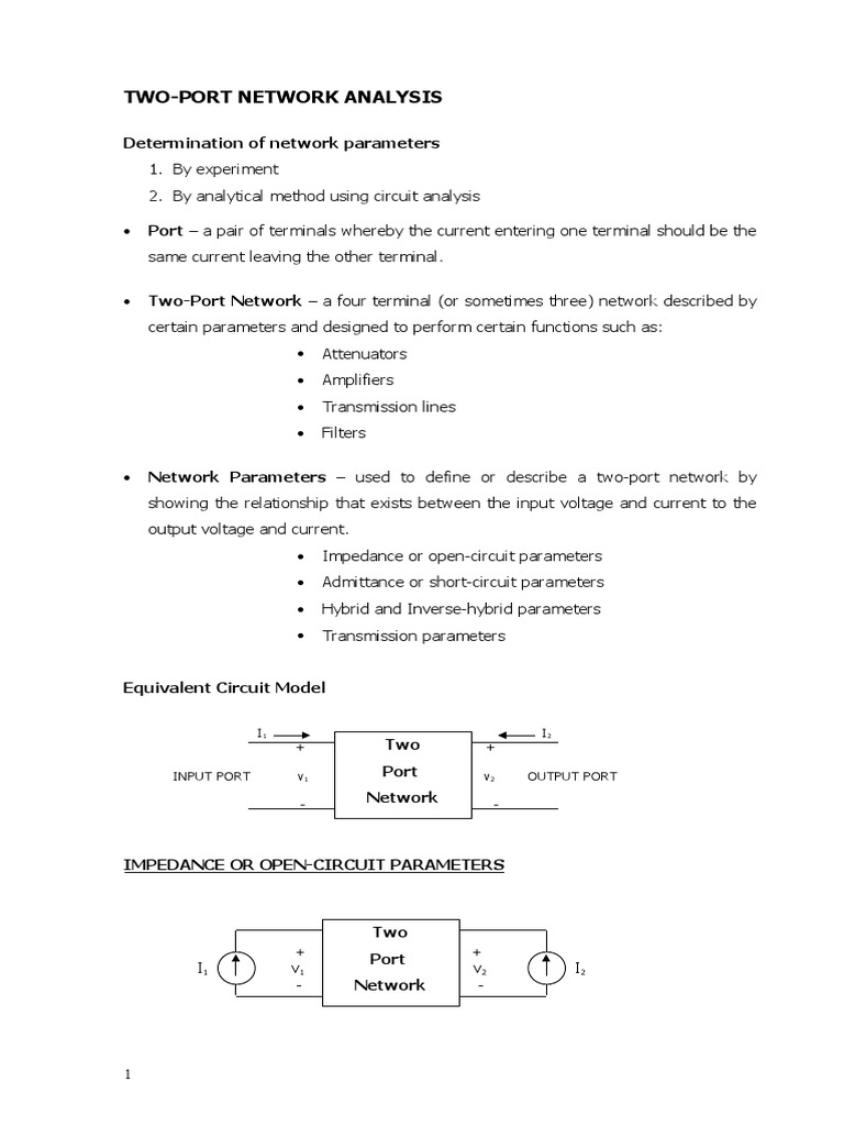Two-Port Network Analysis | PDF | Signal Processing | Electrical Circuits
