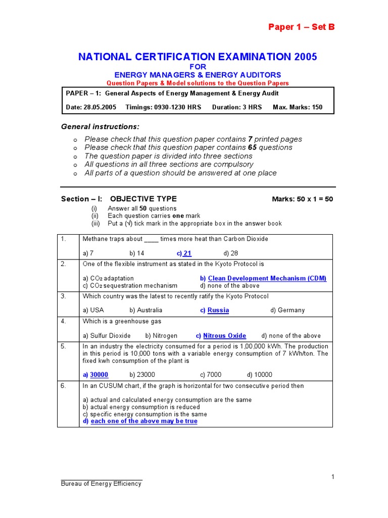 National Certification Examination 2005: General Instructions ...