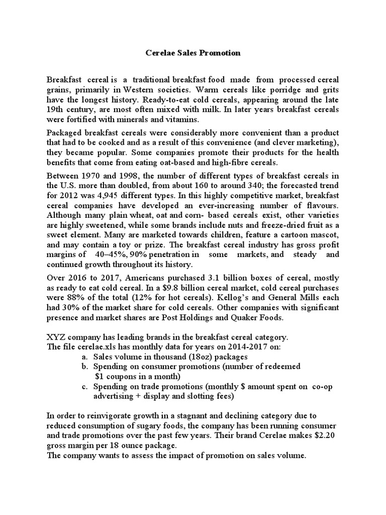 Cerelae Sales Promotion Case | PDF | Business | Market (Economics)